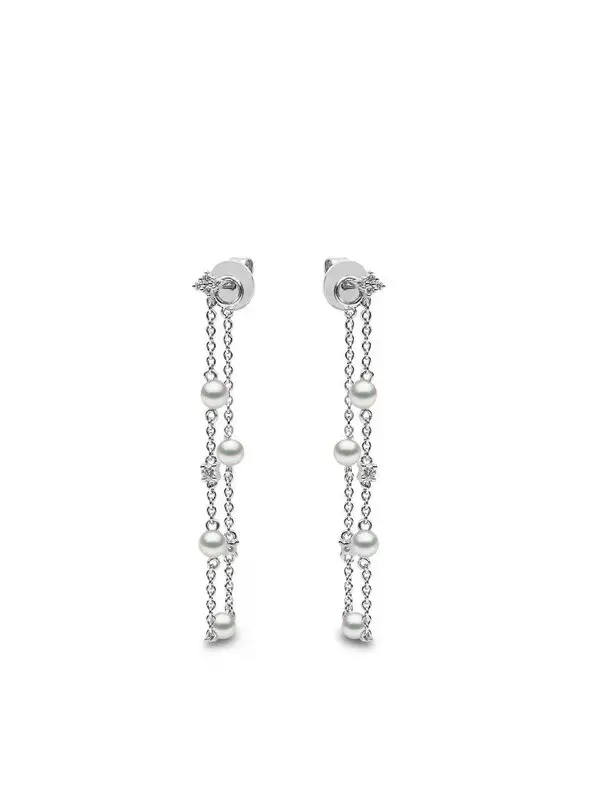 Yoko London Trend Freshwater Pearl And Diamond Earrings - Silver