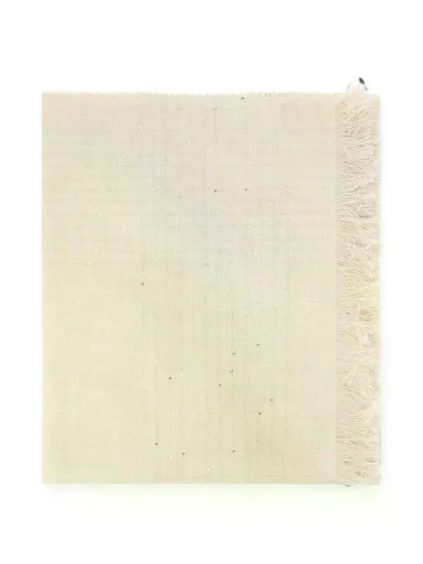 Peserico Check-pattern Sequin-embellished Scarf - Neutrals