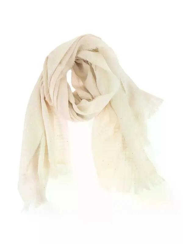 Peserico Check-pattern Sequin-embellished Scarf - Neutrals