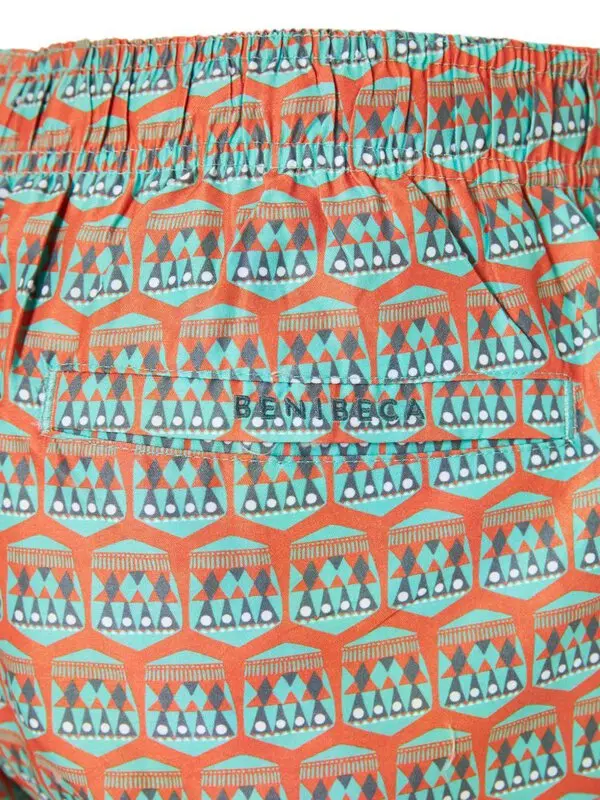 BENIBECA Chechens Geometric-print Drawstring-waist Swim Shorts