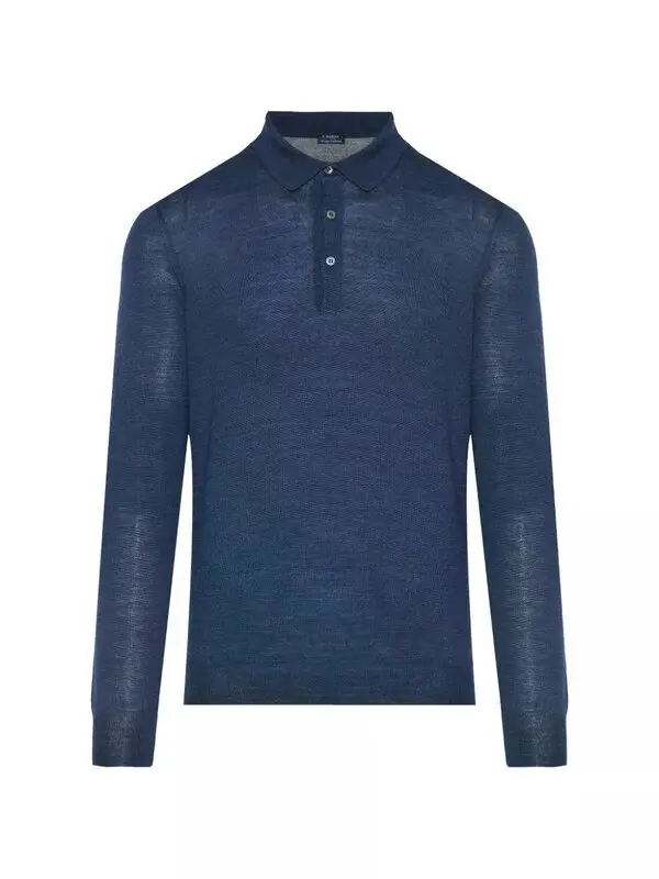 BARBA NAPOLI Long-sleeve Polo Shirt - Blue