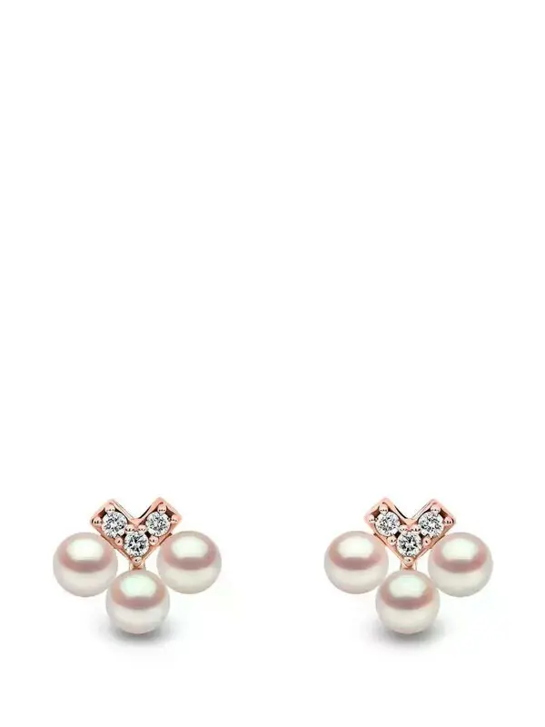 Yoko London Pearl And Diamond V Earrings - Pink