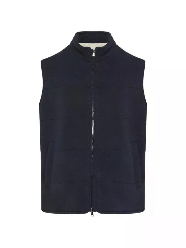 BARBA NAPOLI Padded High-neck Suede Gilet