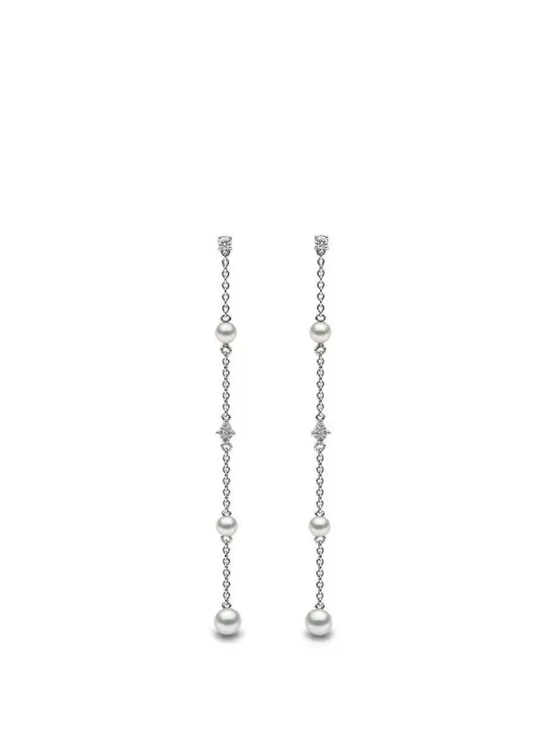 Yoko London Freshwater Pearl And Diamond Earrings - Silver