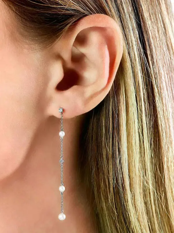 Yoko London Freshwater Pearl And Diamond Drop Earrings