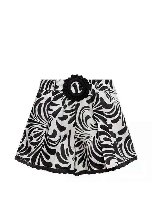 TWINSET Belted Leaf-print Shorts - White