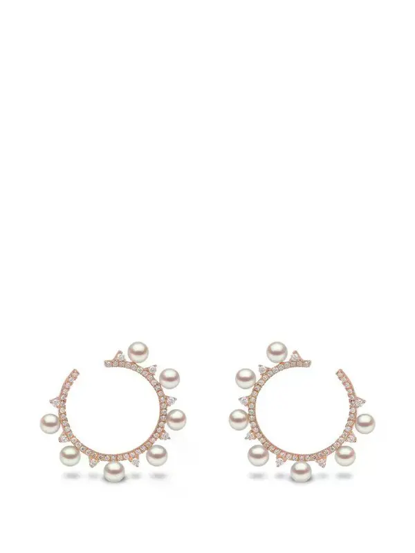 Yoko London Pearl And Diamond Hoop Earrings - Pink