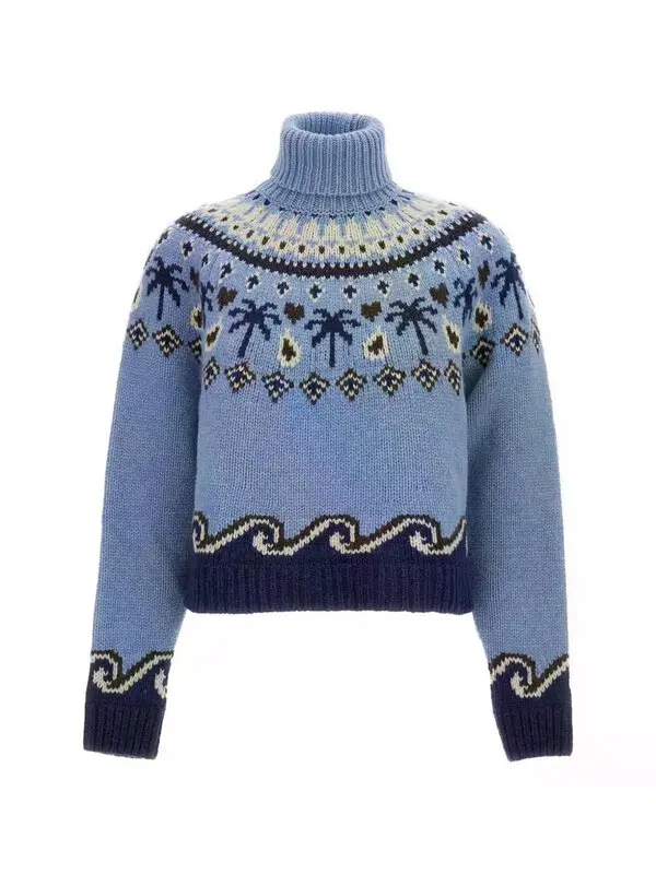 Alanui Fair Isle Roll-neck Sweater - Blue