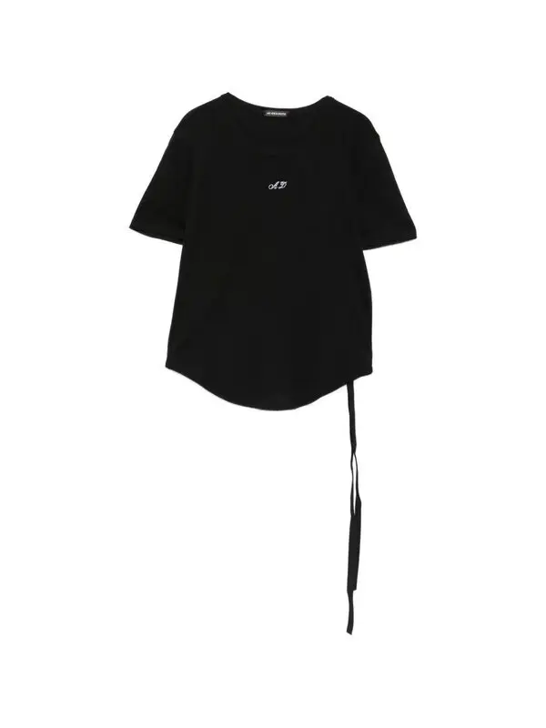 ANN DEMEULEMEESTER Logo-embroidered Ribbon-detail T-shirt - Black
