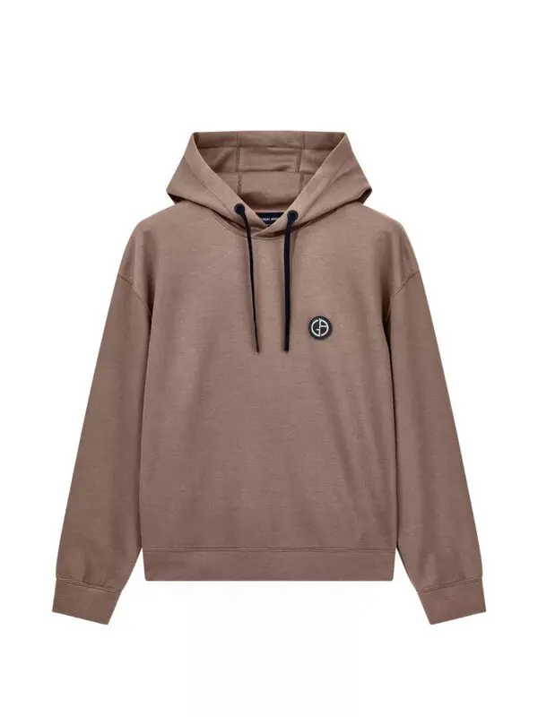 Giorgio Armani Logo-patch Drawstring Hoodie - Brown