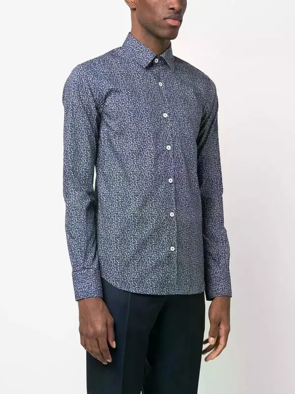 Canali Floral-pattern Print Classical Shirt