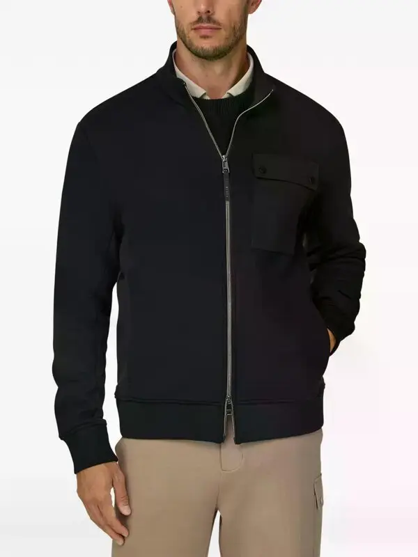 Boggi Milano Cotton Blend Scuba Full-zip Sweatshirt - Black