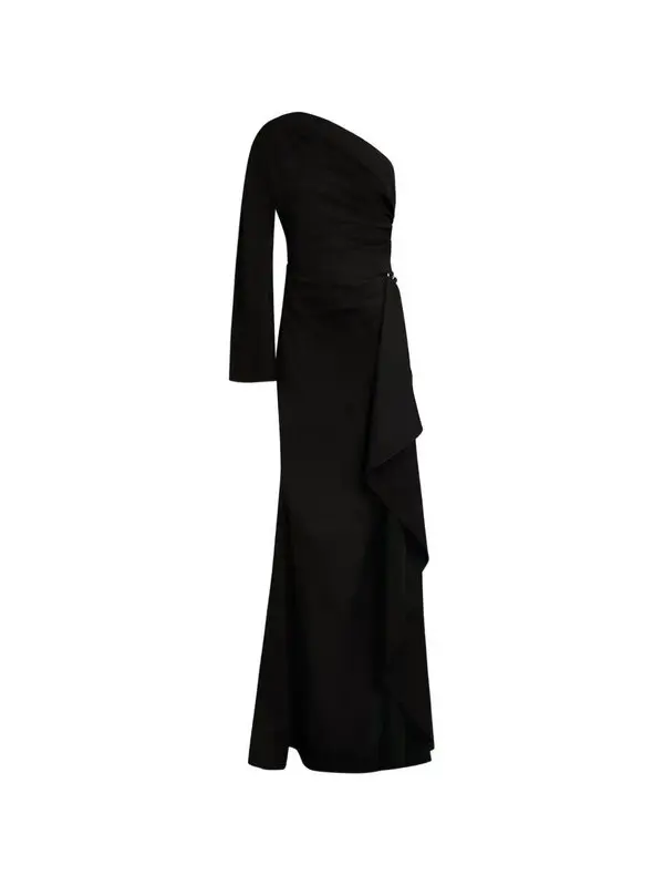 RHEA COSTA One-shoulder Draped Gown - Black