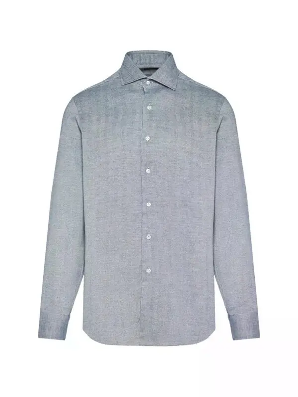 BARBA NAPOLI Herringbone-weave Long-sleeve Shirt