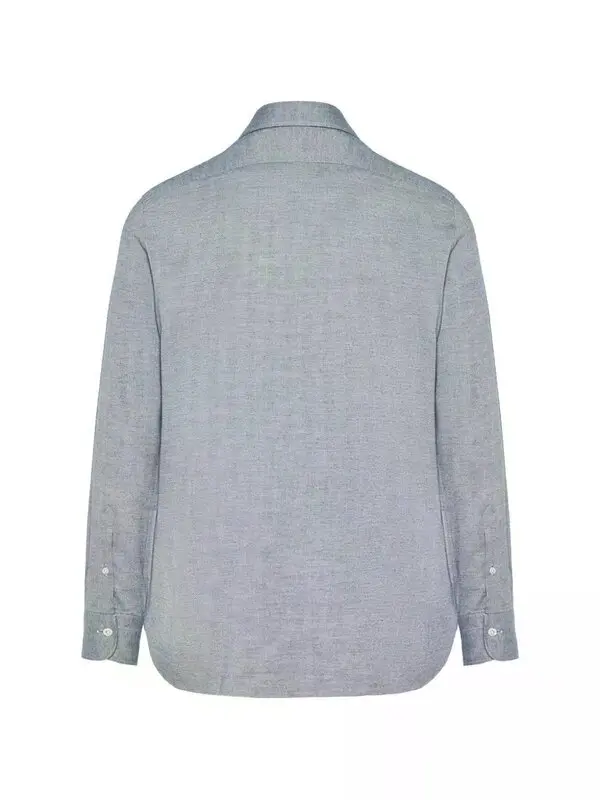 BARBA NAPOLI Herringbone-weave Long-sleeve Shirt