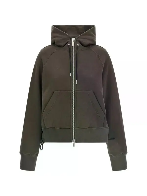 Sacai Pleated Zip-up Hoodie - Brown