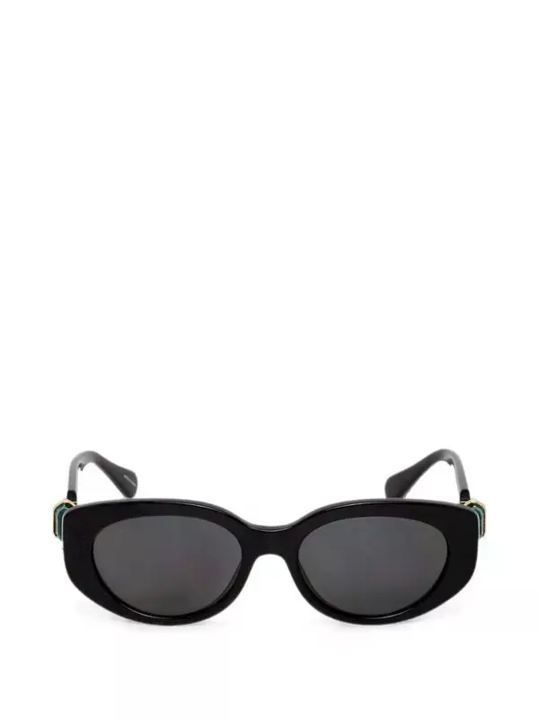 SWAROVSKI Crystal-embellished Oval-frame Sunglasses - Black