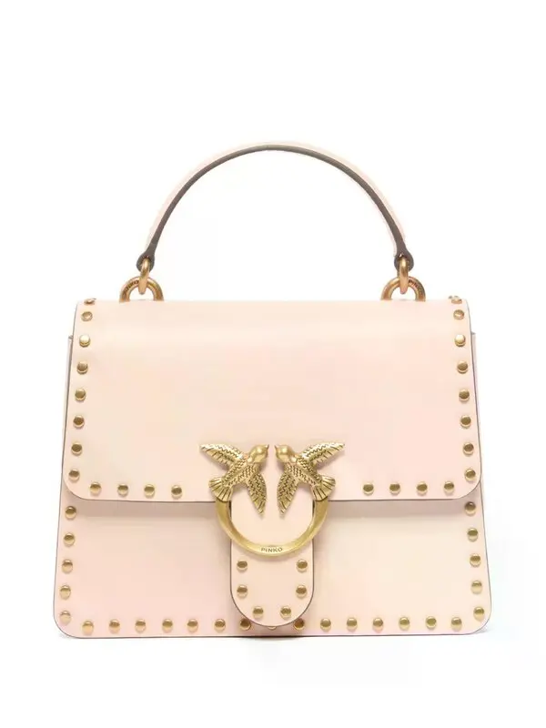 Pinko Mini Love Bag One Top Handle Light Handbag In Leather With Mini Studs - Pink
