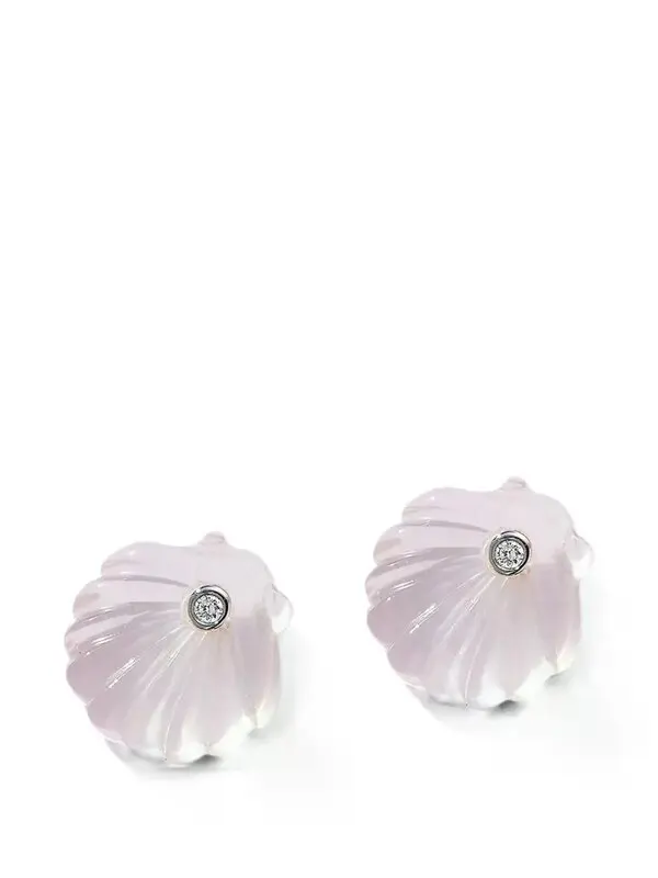Mateo Venus Carved Shell Diamonds Earrings