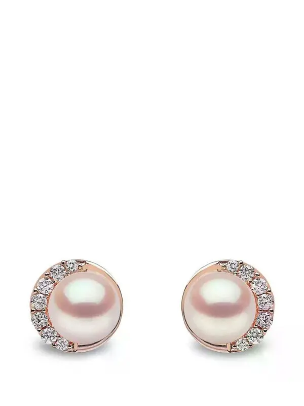 Yoko London Freshwater Pearl And Diamond Trend Earrings - Pink