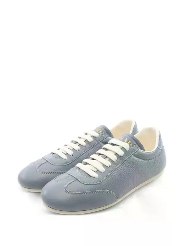 Prada Leather Lace-up Sneakers - Grey