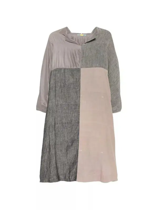 AODRESS Patchwork Long-sleeve Midi Dress
