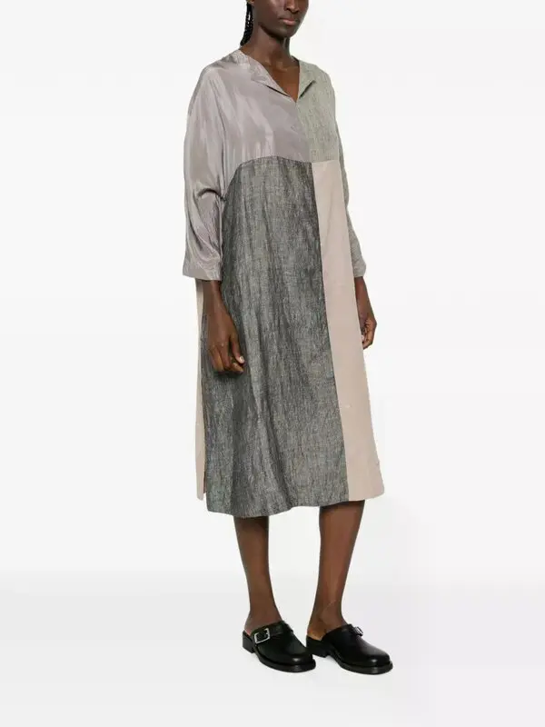 AODRESS Patchwork Long-sleeve Midi Dress