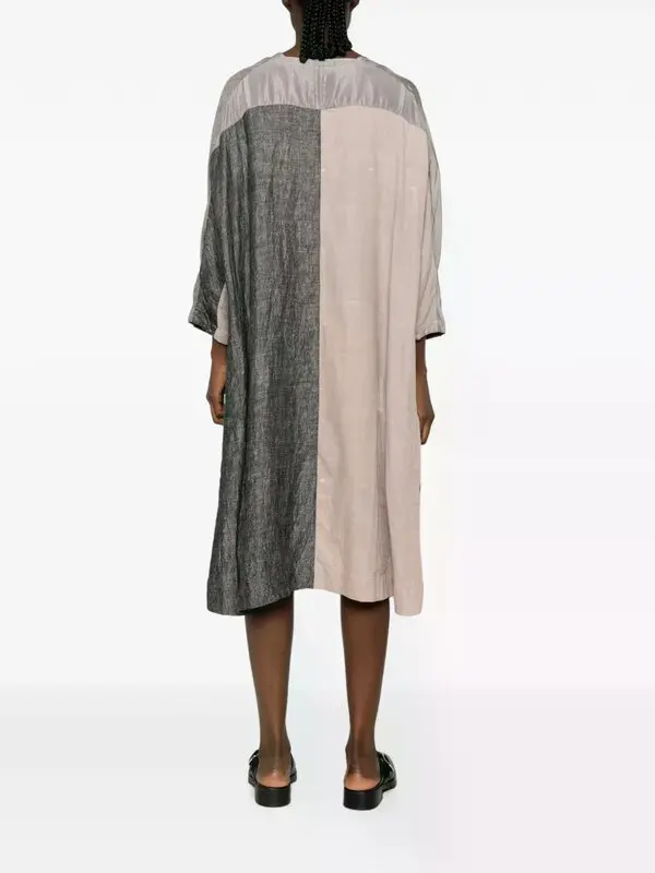 AODRESS Patchwork Long-sleeve Midi Dress
