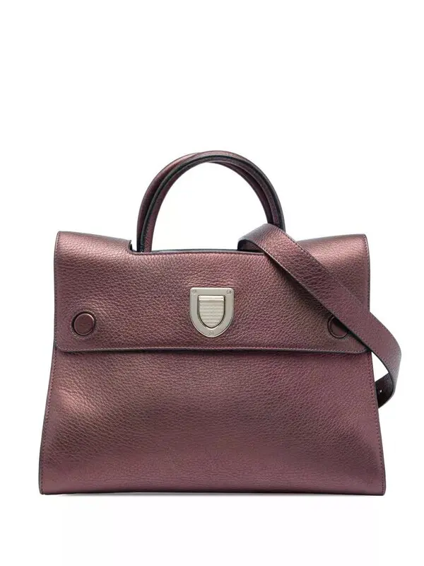 Dior 2000-2026 Medium Metallic Grained Calfskin Diorever Satchel - Red