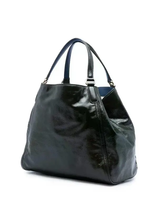 Gucci 2016-2026 Medium Patent Soho Cellarius Tote Bag - Blue
