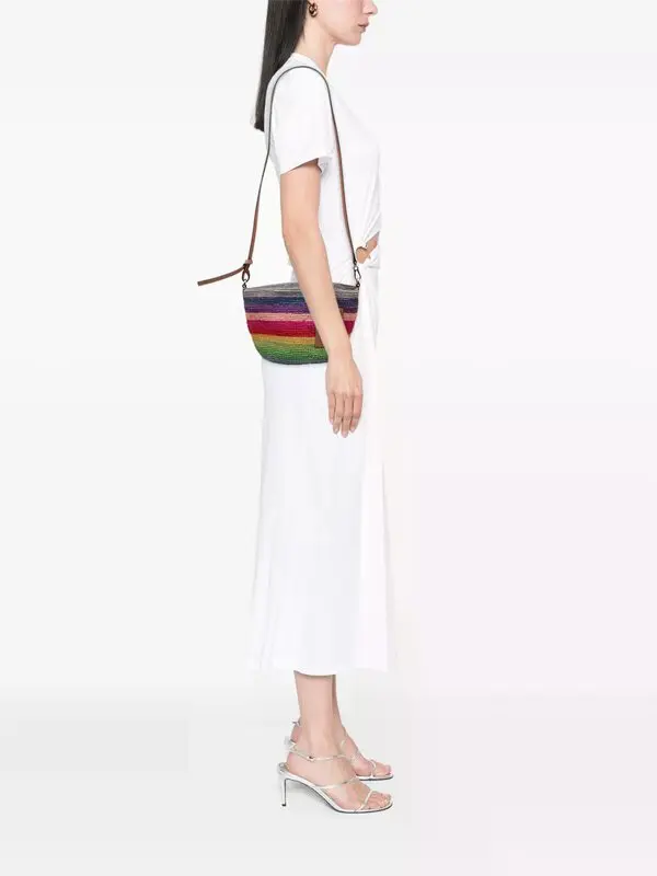 Loewe 2019 Paulas Ibiza Anagram Raffia Rainbow Pochette Crossbody Bag - Multicolour