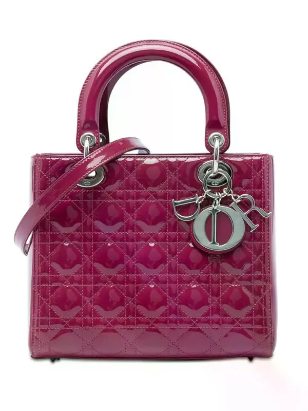Dior 2012 Medium Patent Cannage Lady Satchel - Pink
