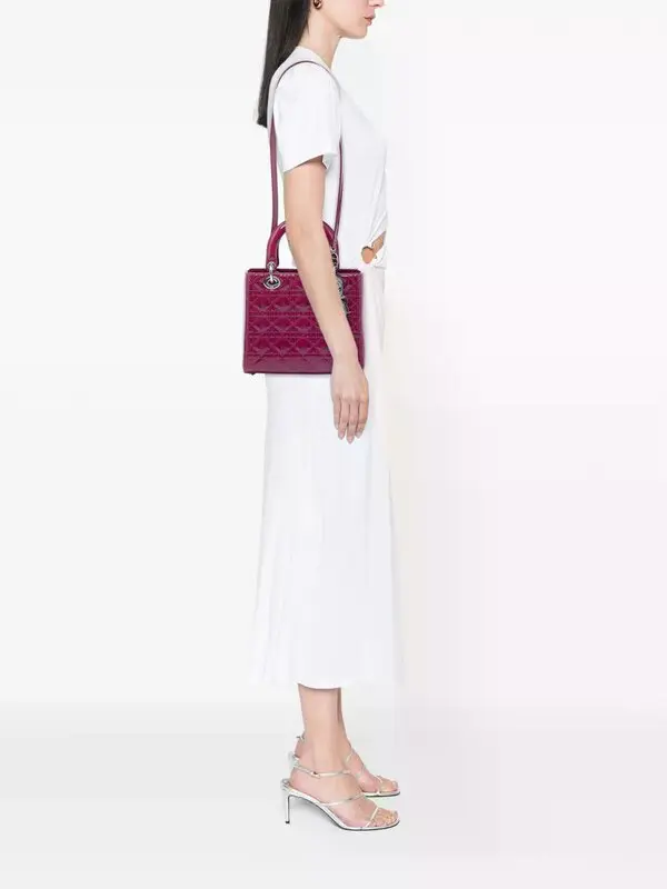 Dior 2012 Medium Patent Cannage Lady Satchel - Pink