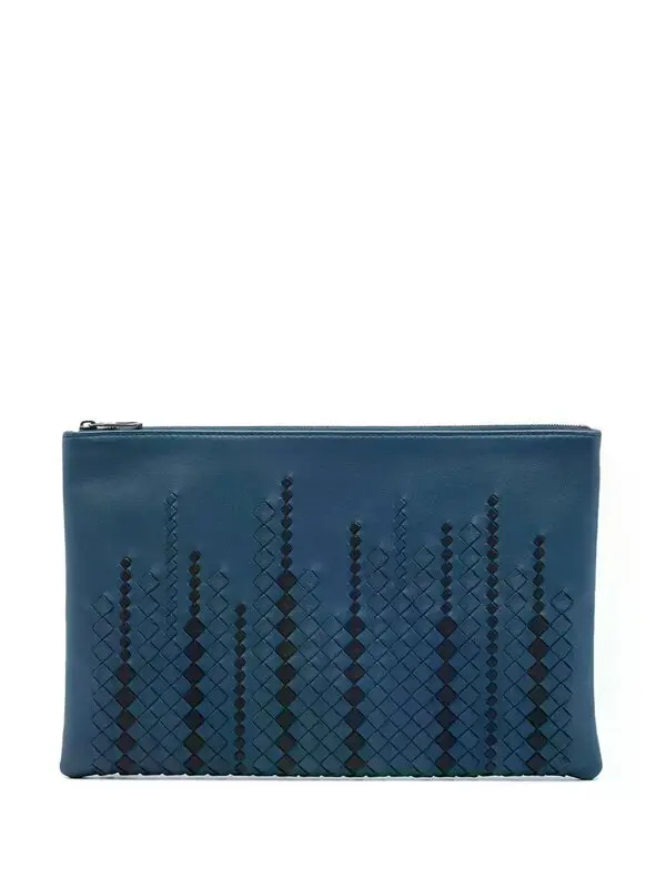 Bottega Veneta 2012-2026 Bicolor Nappa Intrecciato Clutch Bag - Blue