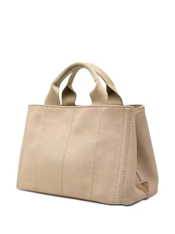 Prada 2013-2026 Small Canvas Canapa Logo Tote Satchel - Neutrals