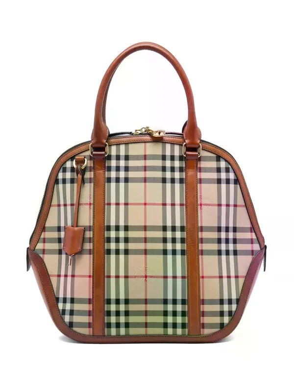 Burberry Haymarket Check Nylon Orchard Bowling Bag Satchel