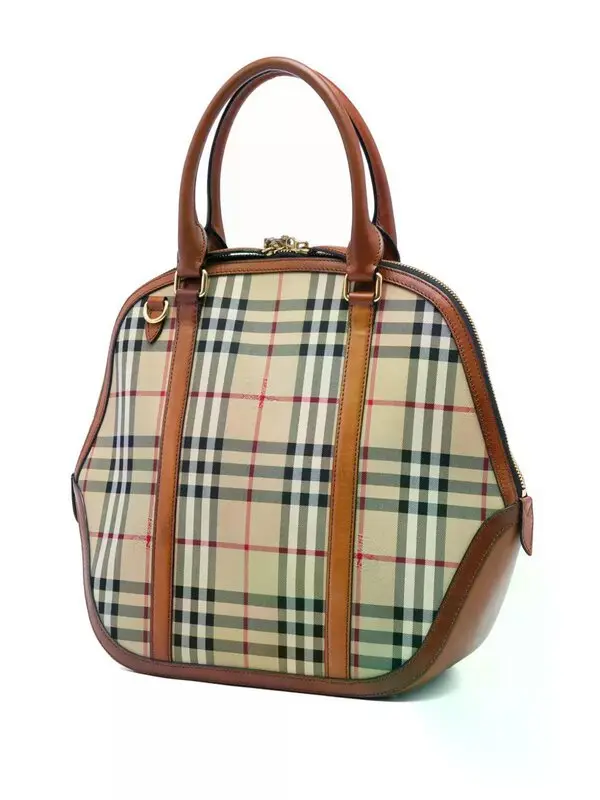 Burberry Haymarket Check Nylon Orchard Bowling Bag Satchel