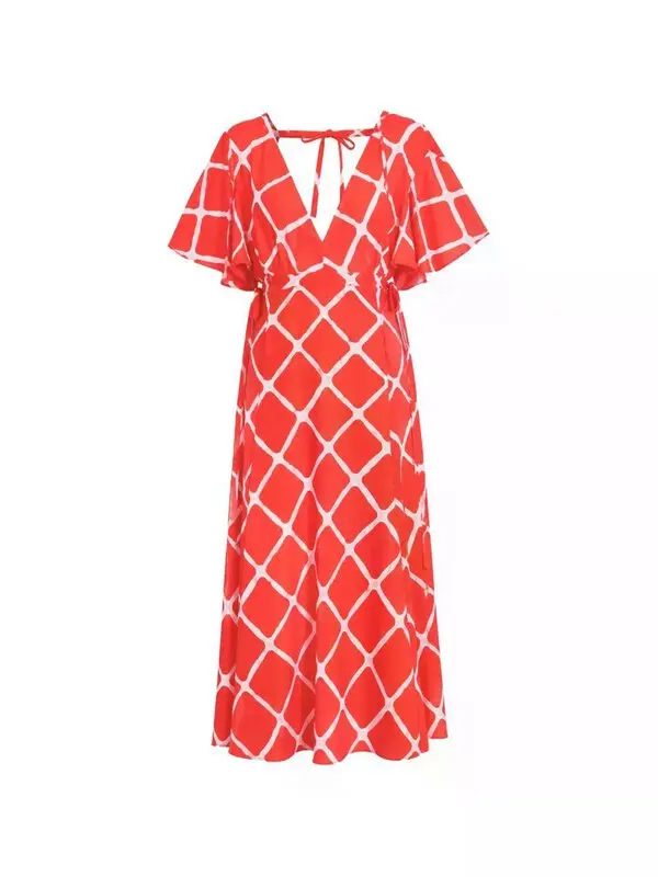 Victoria Beckham Cutout Printed Maxi Dress - Red
