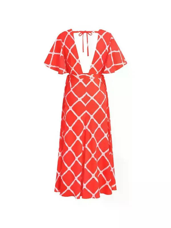 Victoria Beckham Cutout Printed Maxi Dress - Red