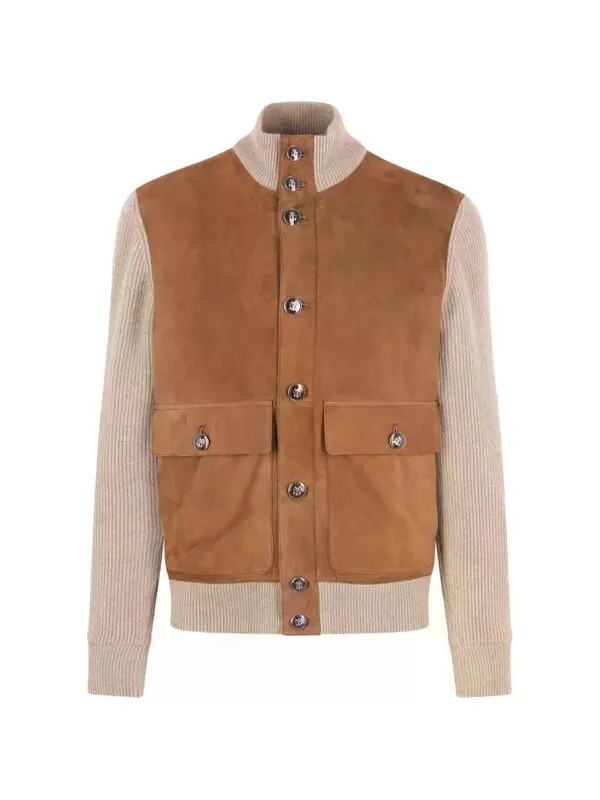 Brunello Cucinelli Suede-panel Cardigan
