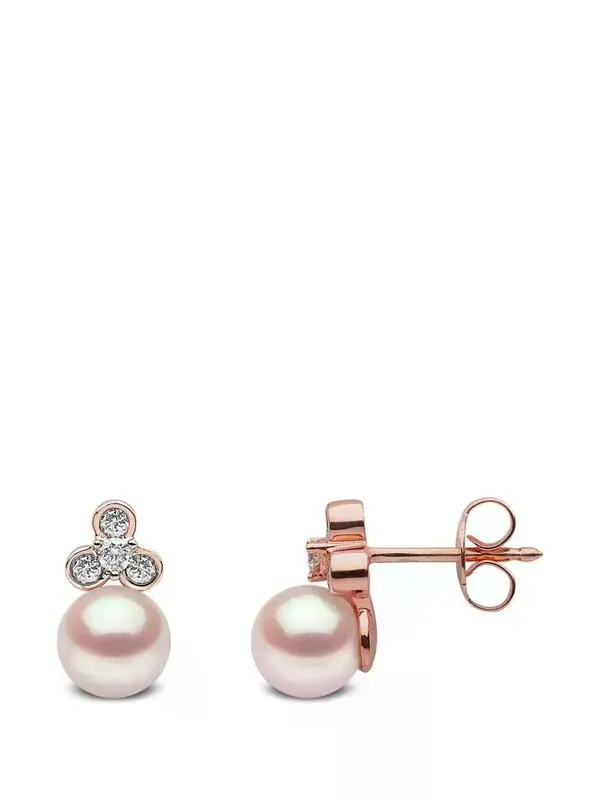 Yoko London Trend Freshwater Pearl And Diamond Earrings - Pink