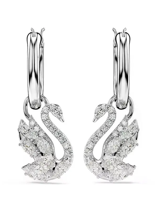 SWAROVSKI Swan-motif Drop Earrings - Silver