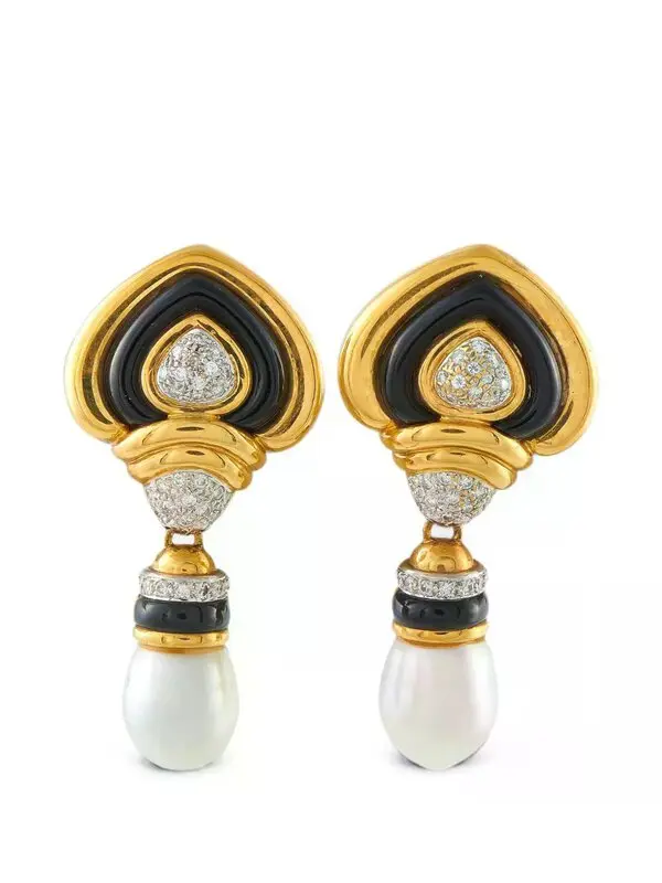 LB EXCLUSIVE Diamond And Pearl Drop Earrings - Gold