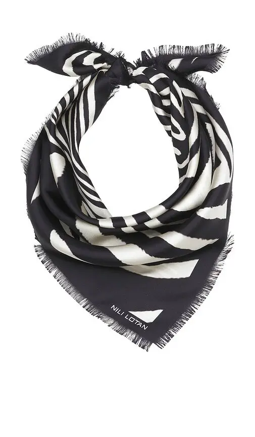 NILI LOTAN Zebra Twill Scarf - Brown