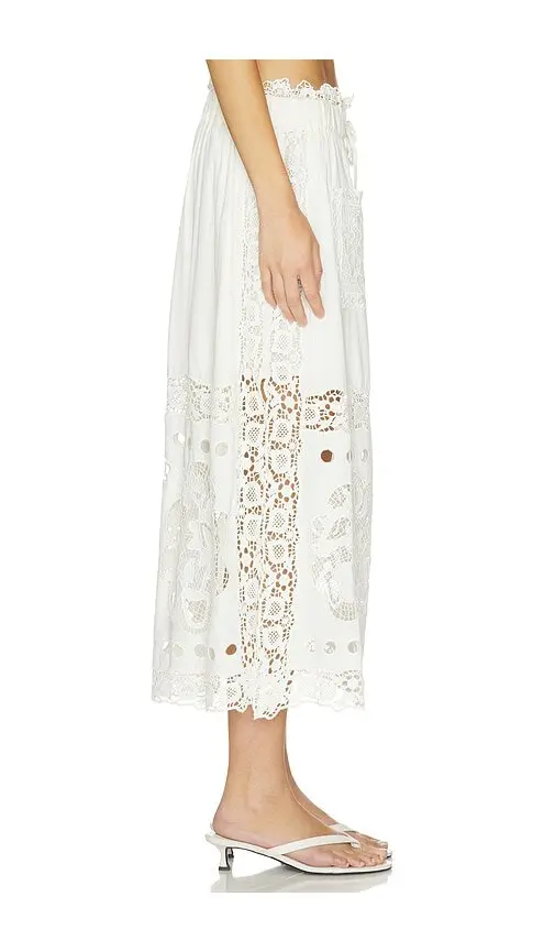 Sea Gardener Embroidered Midi Skirt
