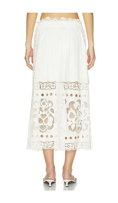 Sea Gardener Embroidered Midi Skirt