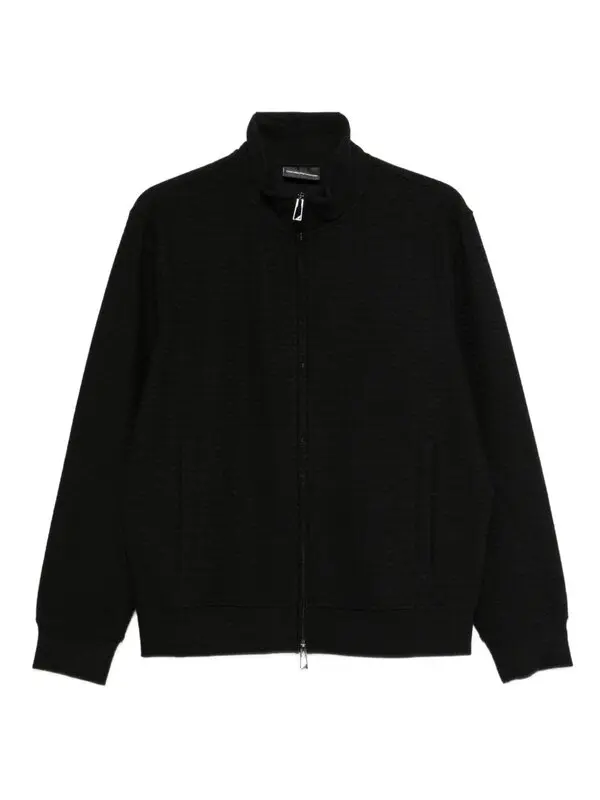 Emporio Armani Allover Logo Zipped Sweatshirt - Black