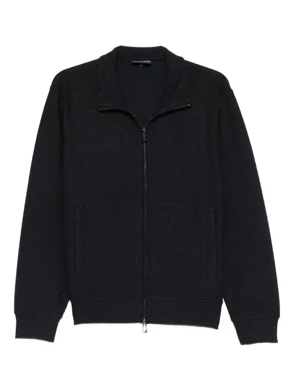 Emporio Armani Cotton Blend Zipped Sweatshirt - Blue