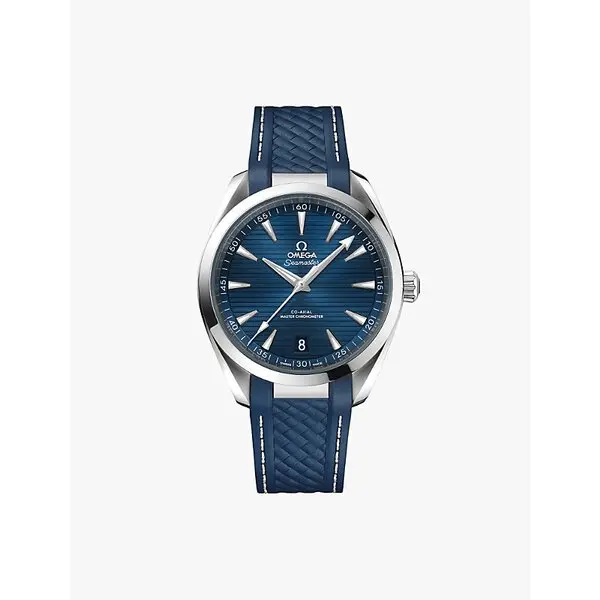 Omega 220.12.41.21.03.007 Seamaster Aqua Terra Stainless-steel And Rubber Automatic Watch - Blue