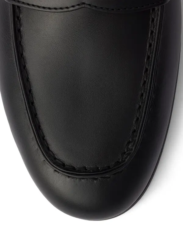 Prada Leather Loafers With Enamelled Triangle Logo - Black